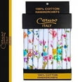 Caruso Italy Women's Floral Handkerchiefs, Pure Cotton, White, Pack of ...