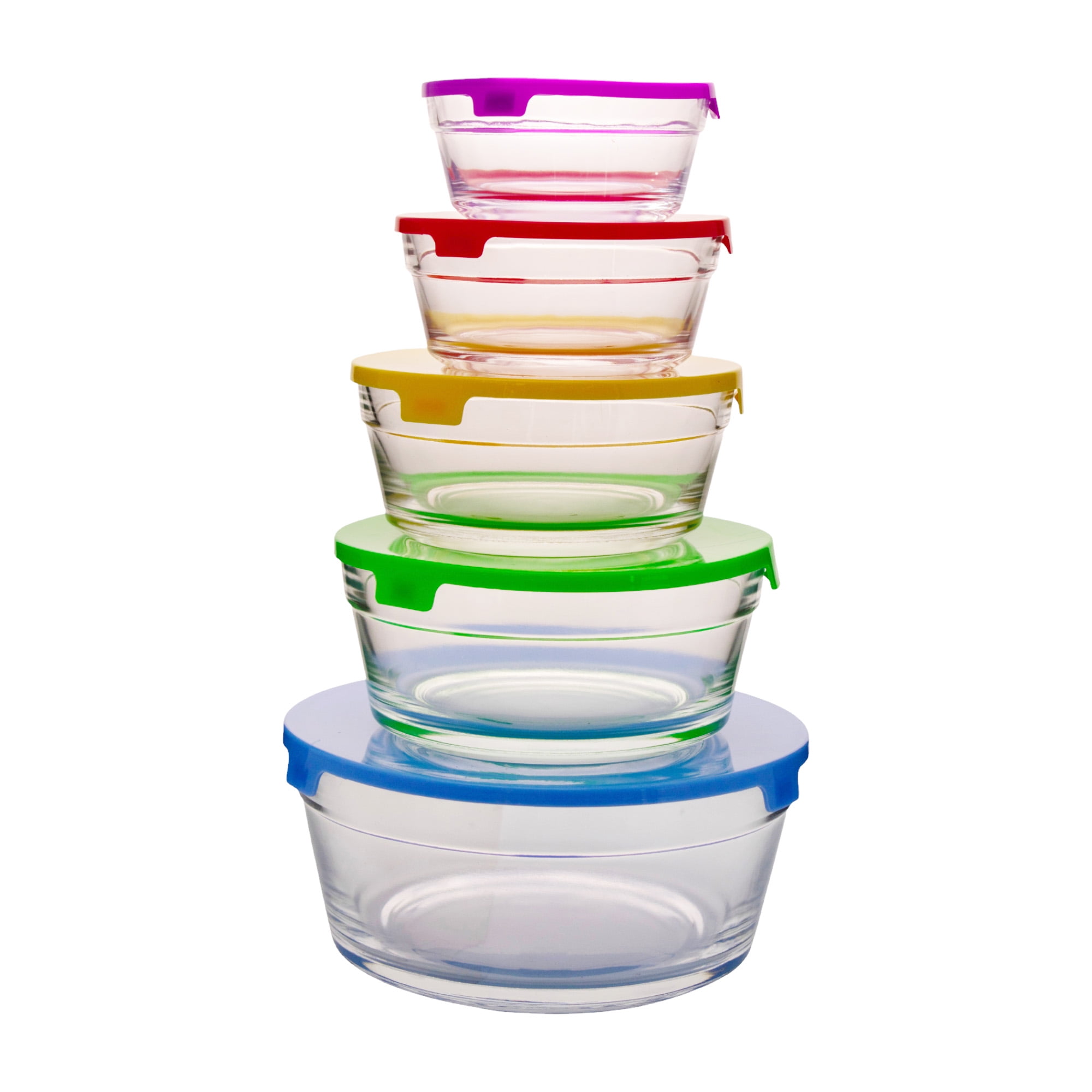 Set De 5 Contenedores De Vidrio Con Tapa Multicolor Set Recipientes