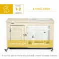 PawHut Indoor Rabbit Hutch with Wheels, Small Bunny Cage with Wired ...