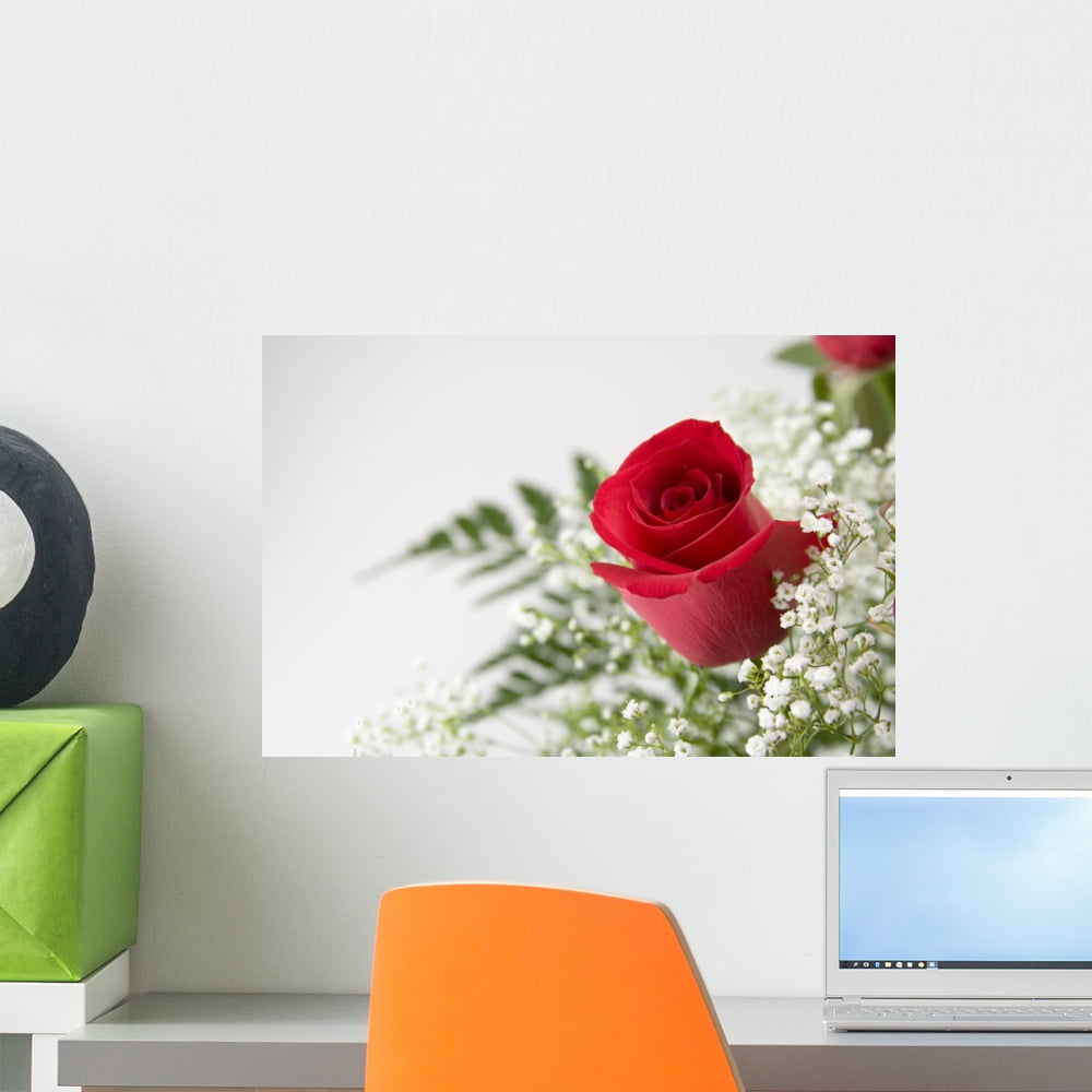Single Red Rose Wall Decal by Wallmonkeys Peel and Stick Graphic (18 in ...