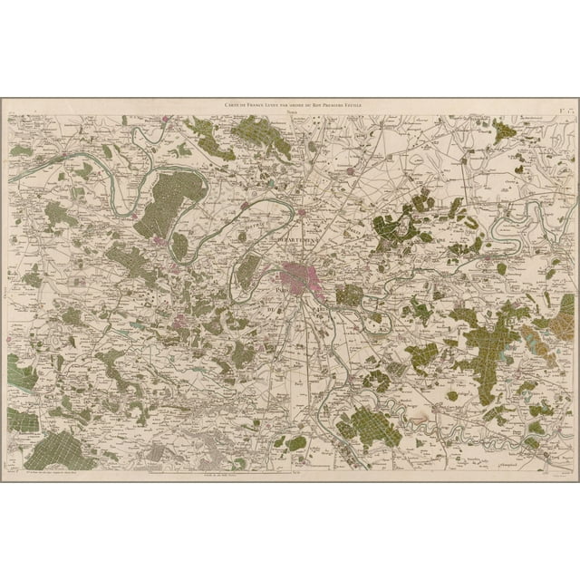 24"x36" Gallery Poster, map of paris france 1756 - Walmart.com