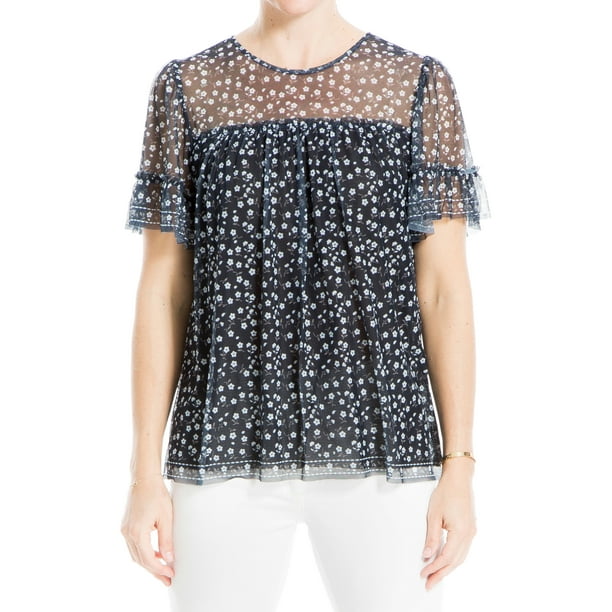Max Studio - Max Studio Women's Knit Mesh Short Sleeve Top - Walmart ...