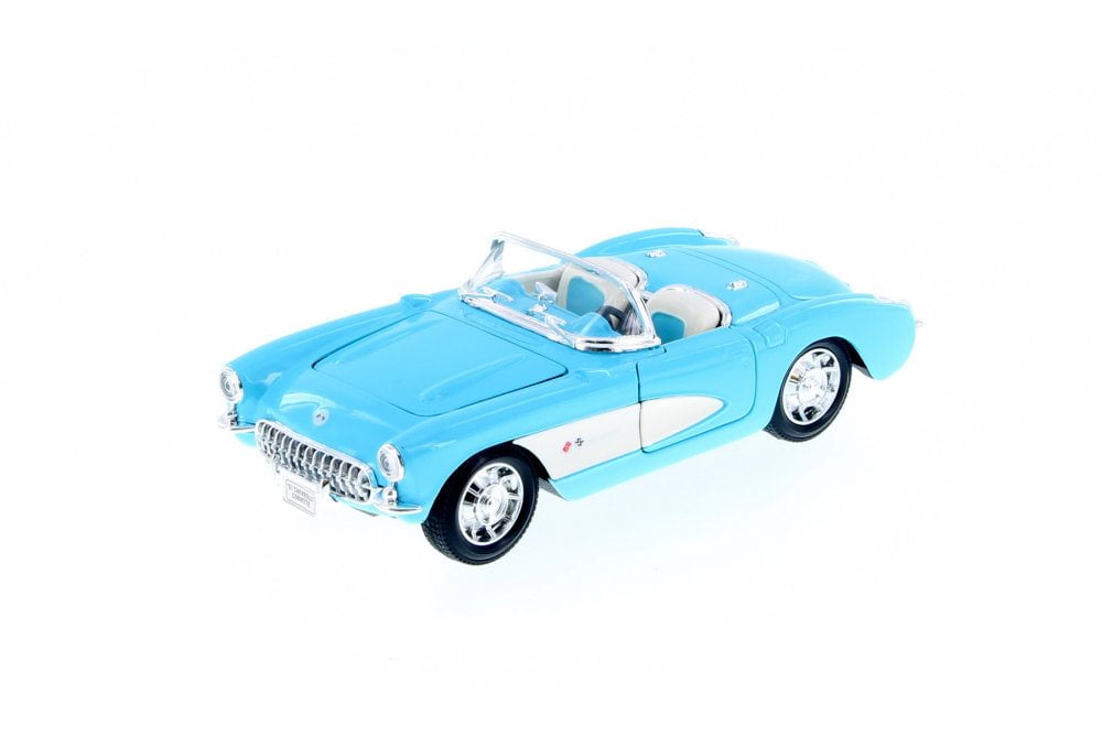 1957 Chevy Corvette Convertible, Light Blue - Welly 29393WBU - 1/24 ...