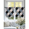 Blue Leopard Black Plaid Sheer Curtains for Living Room Bedroom ...