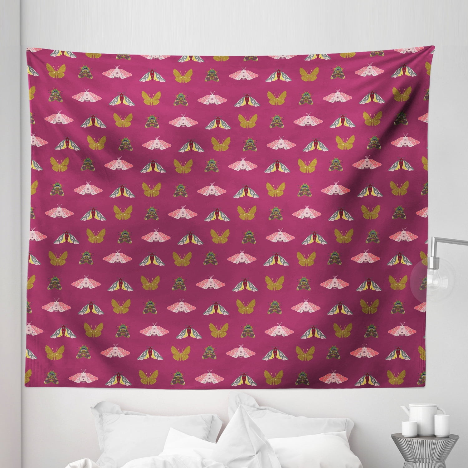 Moth Tapestry, Modern Detailed Insect Pattern with Butterflies with ...
