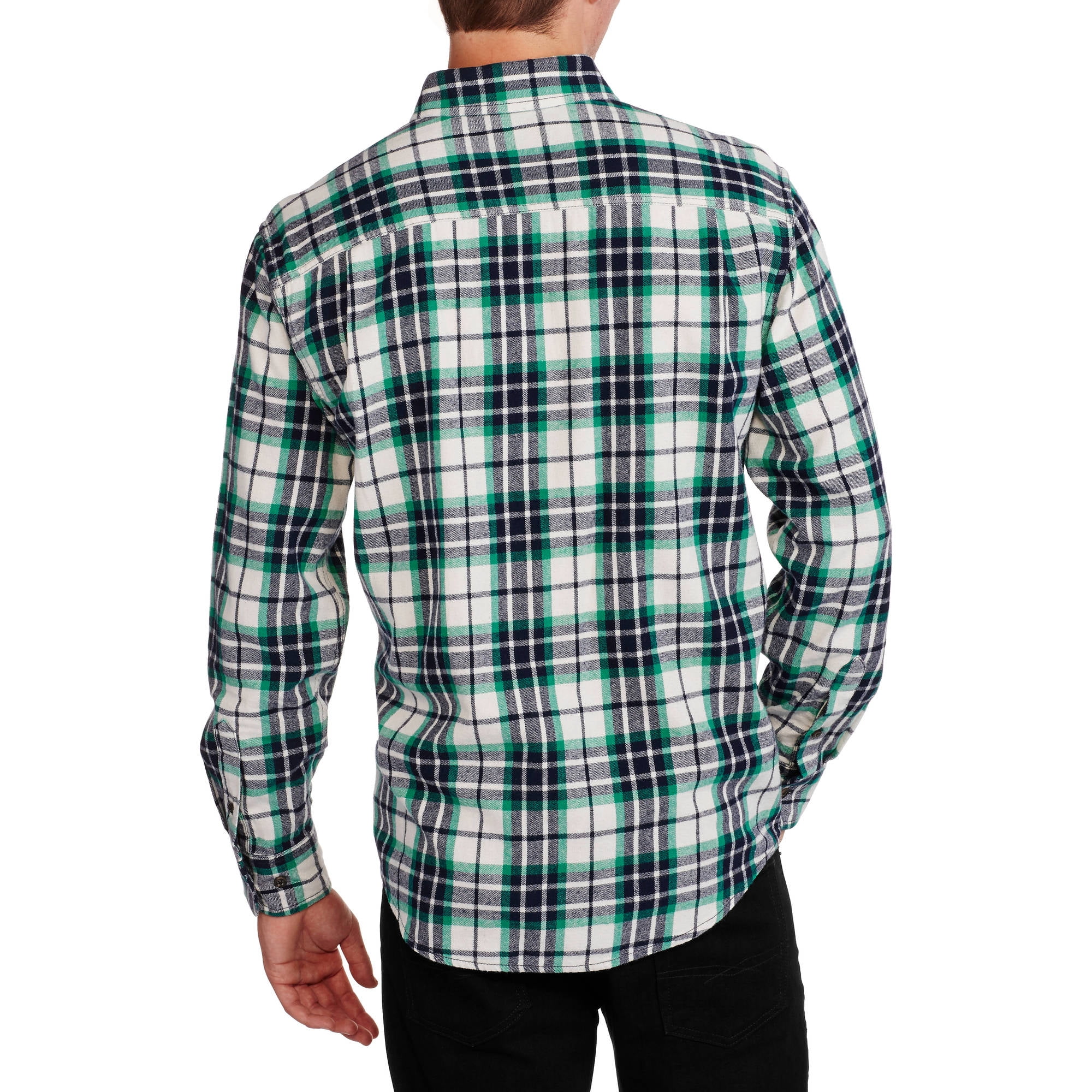 Faded Glory Mens Long Sleeve Polo Flannel Shirt S M L Xl Multiple