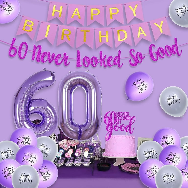 60th Birthday Party Decorations Purple | Shelly Lighting