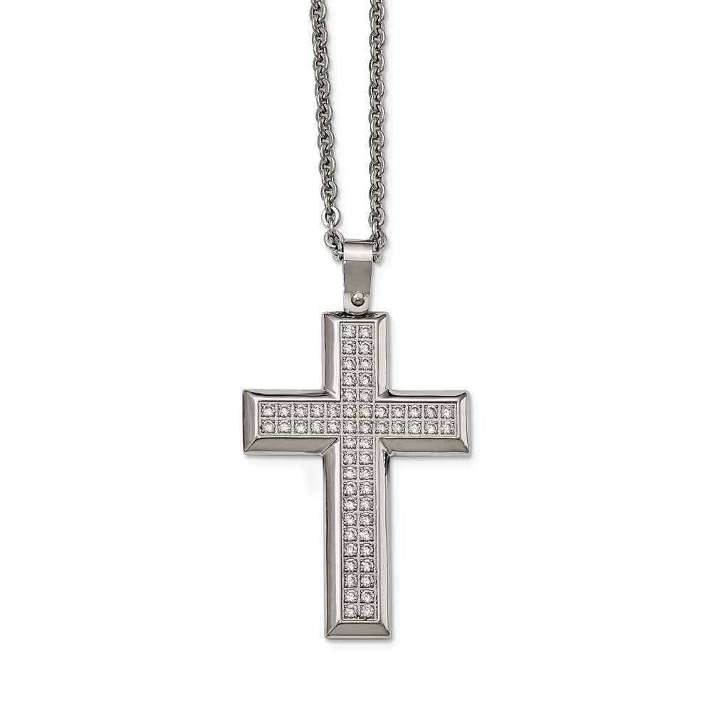 Mia Diamonds Stainless Steel Polished Cubic Zirconia (CZ) Cross ...