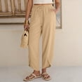 BRGZLK Casual Pants For Women Drawstring Waist Relaxed Fit Summer ...