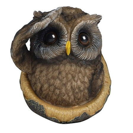 CHIKEN Garden Owl Tree Statue Saluting Owl Resin Bird Yard Decoration ...