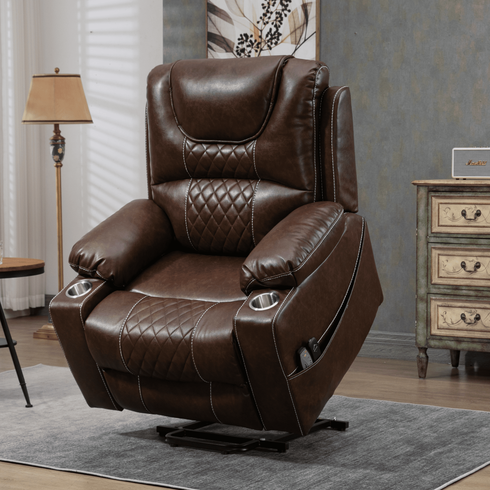 JUUXO Oversized Lift Recliner Chair, 26-inch Extra Wide Seat Big Man ...