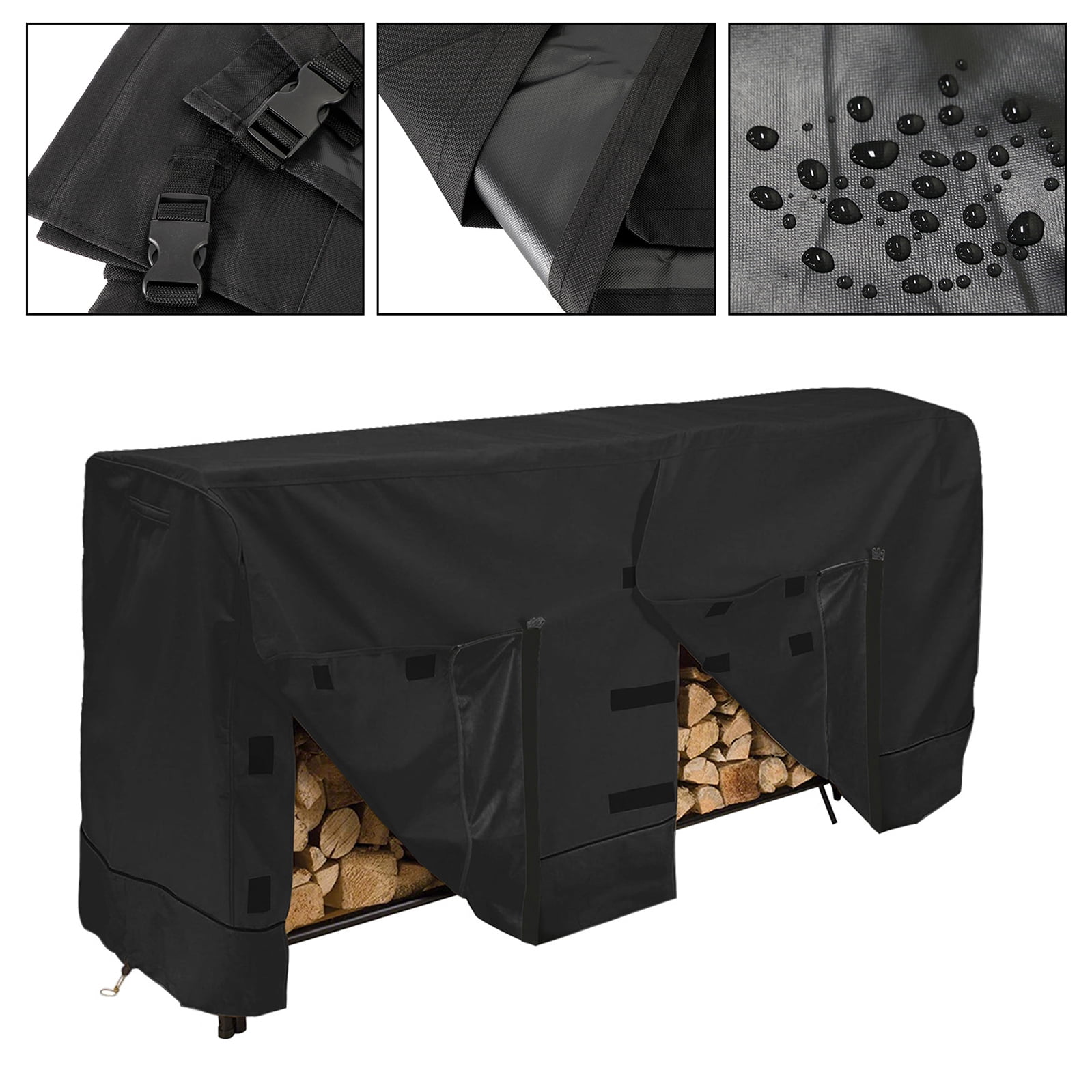 Motor Genic 96*24*42Inch Outdoor Firewood Log Storage Rack Cover Waterproof Snow Protect ...