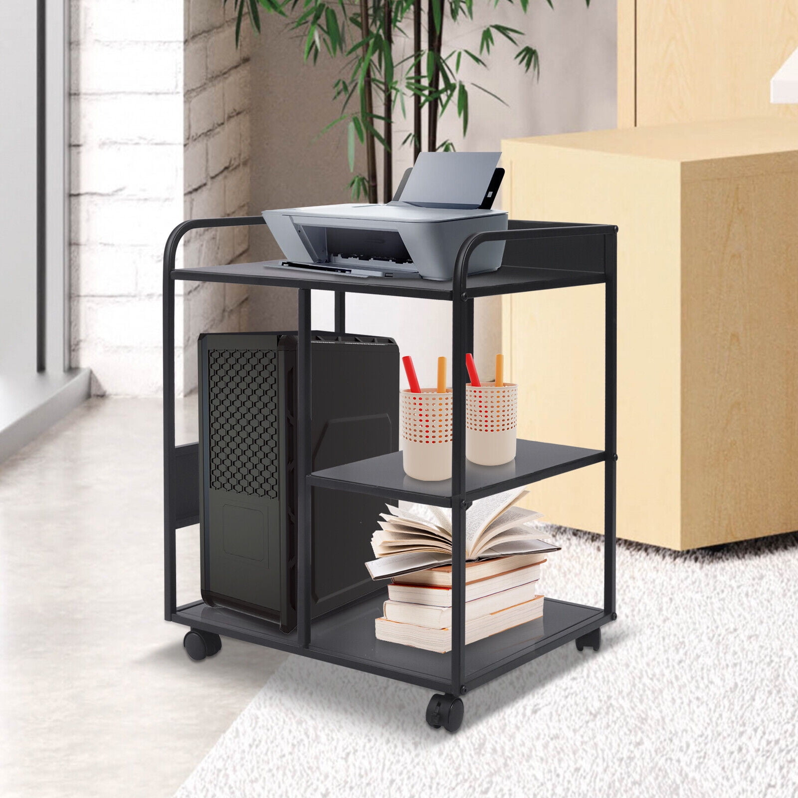 Miumaeov Mobile Printer Stand Holder Under Desk Storage Shelf with ... Miumaeov Mobile Printer Stand Holder Under Desk Storage Shelf with ...