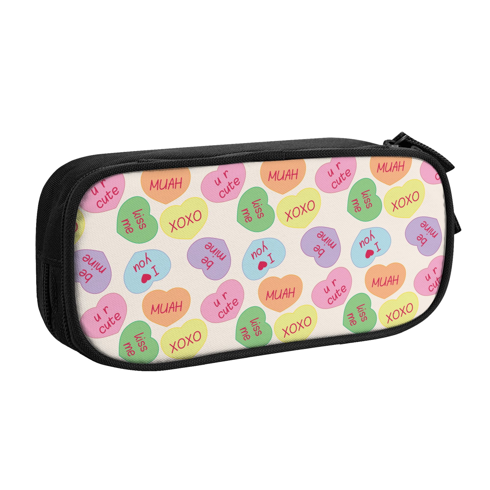 TEQUAN Large Capacity Pencil Case, Candy Love Hearts Texture Pattern ...