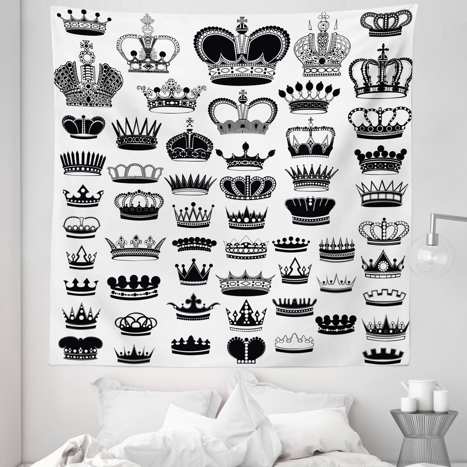 Queen Tapestry, Big Silhouette Crown Set Monarchy Imperial Ruler ...