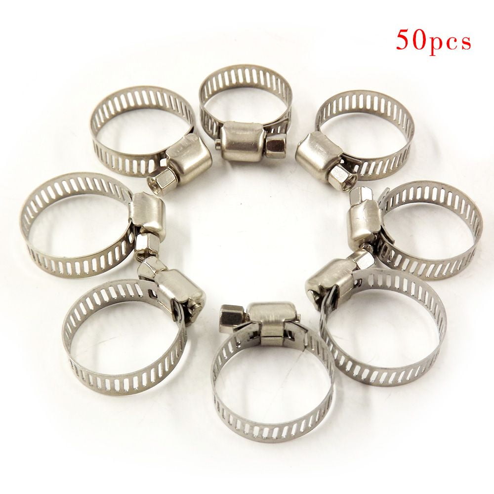 "50 Pcs Stainless Steel Adjustable Drive Hose Clamps Fuel Line Worm ...