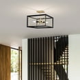 Jaysen Matte Black+Gold 4-Light Geometric Metal Semi-Flush Mount ...