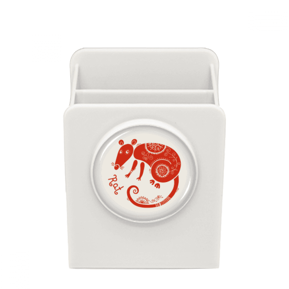 Year Of Rat Animal China Zodiac Red Desk Pencil Holder Cup Pen ...