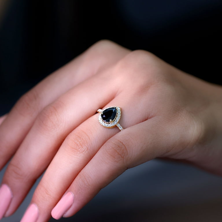 Pear shaped black onyx ring store