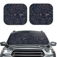 Windshield Sun Shade, Copper-Gold Gloss Outline Flower 2-Piece ...