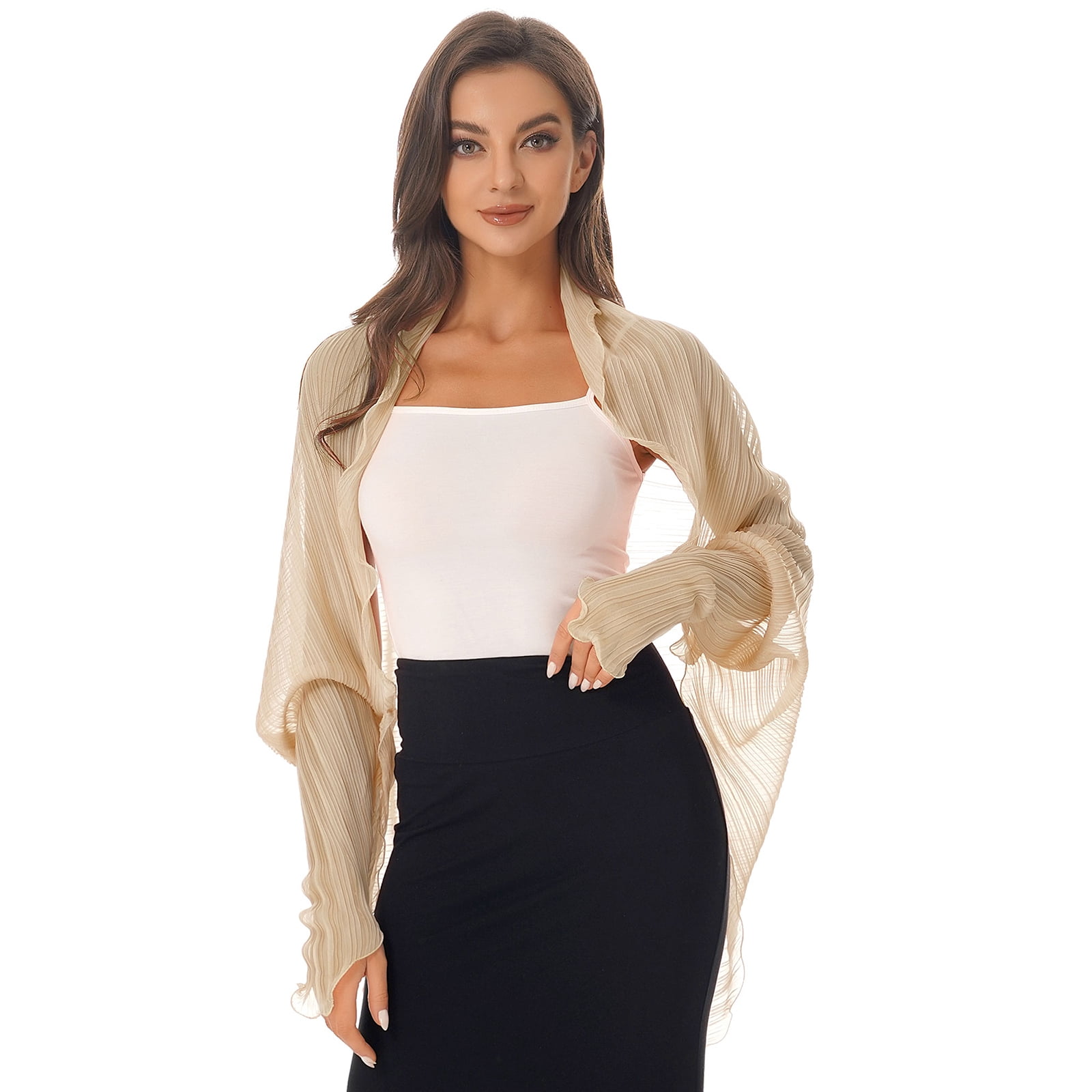 YONGHS Womens Sheer Chiffon Shrugs Boleros Cardigan Shawl Lightweight ...