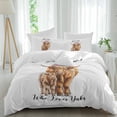 4 Piece Duvet Cover Set Cal king, Lovely Highland Cow with Baby Soft ...