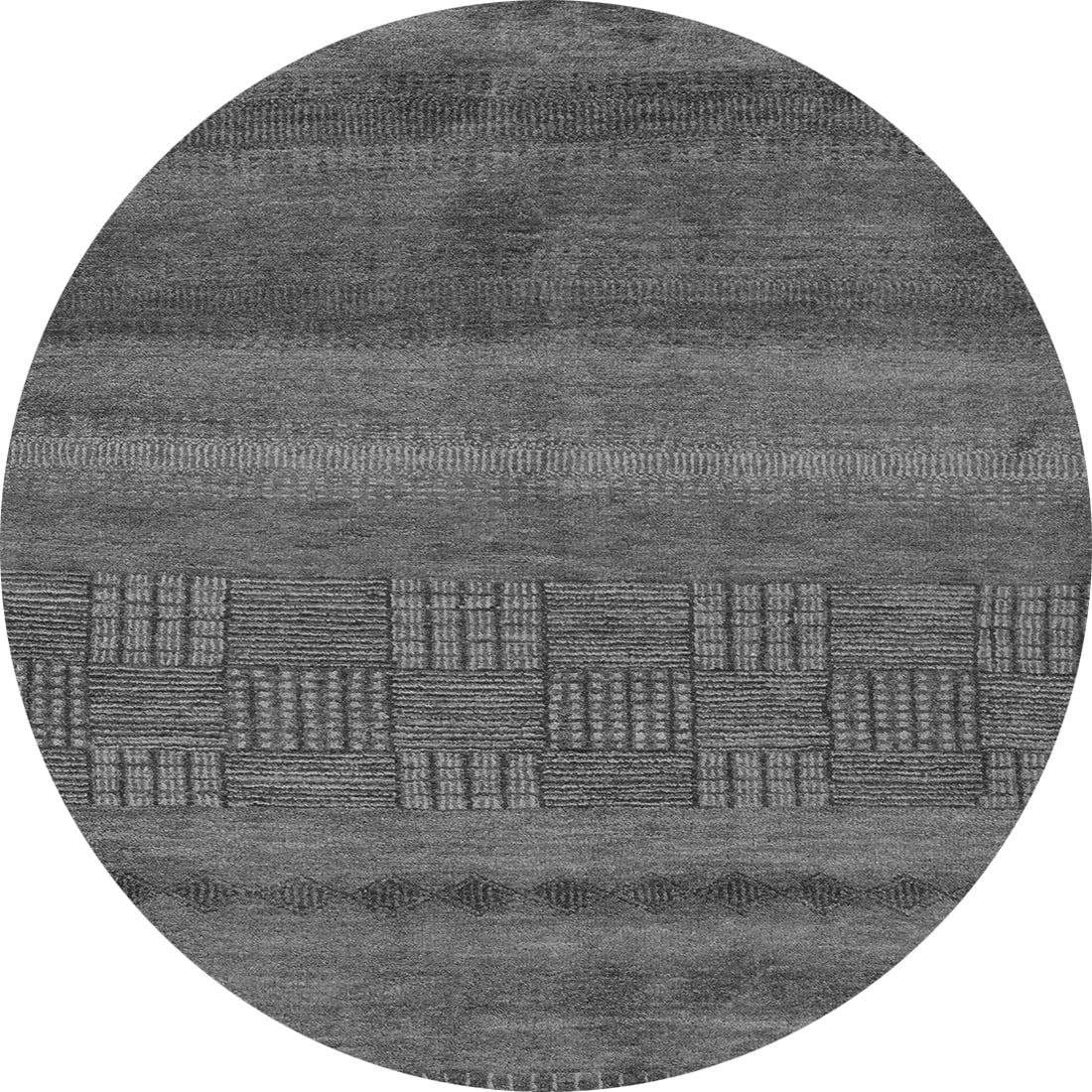 Ahgly Company Indoor Round Abstract Gray Modern Area Rugs, 6' Round ...