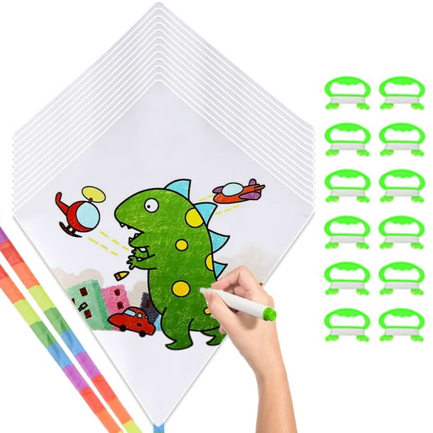 Cometa para niños, cometa voladora creativa para colorear en blanco DIY con eslabón giratorio y ...