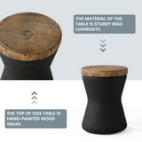 COSIEST Faux-Wood Coffee Table, Indoor/Outdoor Accent Stool, Tree-Trunk ...