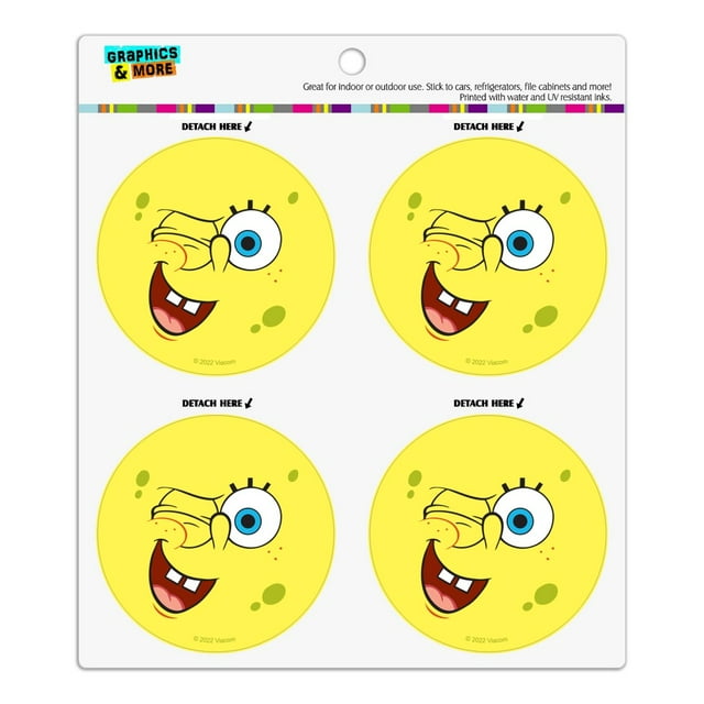 SpongeBob Winking Face Refrigerator Fridge Locker Vinyl Circle Magnet ...