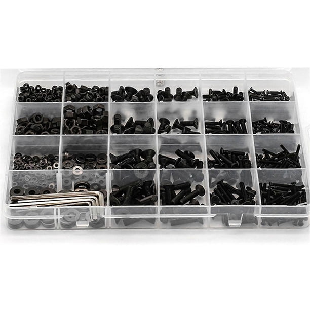 1060Pcs Flat Head Hex Socket Cap Screw Kit M2-M5 Carbon Steel ...