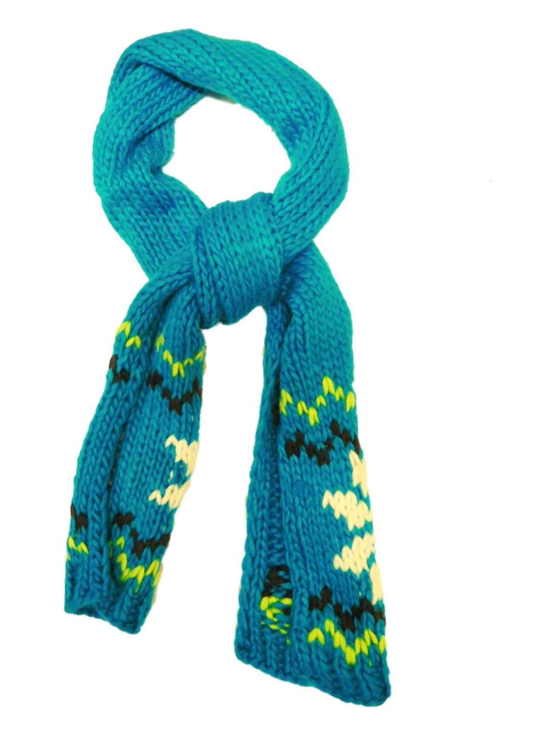 Urbanology - Womens Blue Acrylic Snowflake Cable Knit Winter Neck Scarf ...
