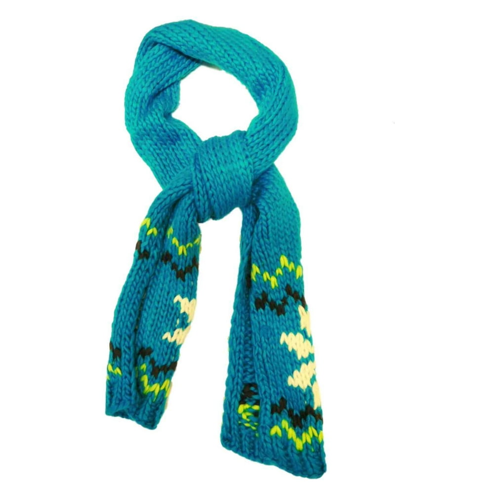 Urbanology - Womens Blue Acrylic Snowflake Cable Knit Winter Neck Scarf ...