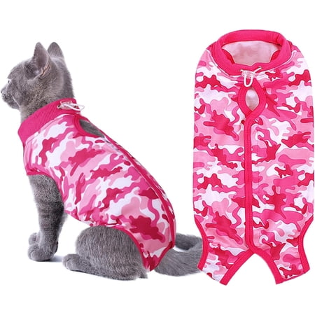 (Pink CamoMedium)Cat Recovery Suit After Surgery, Cat Surgical Recovery ...