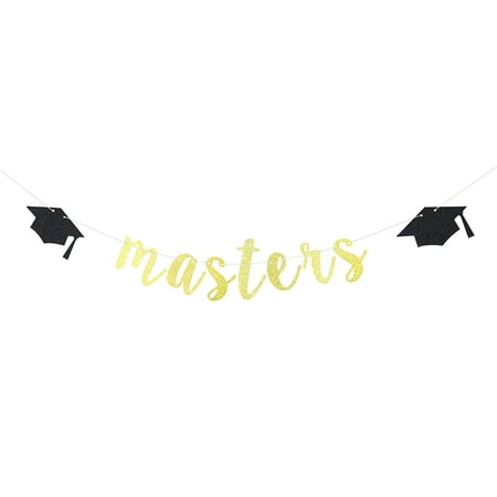 Masters Banner Gold Glitter Congrats Grad Sign Graduation Party ...