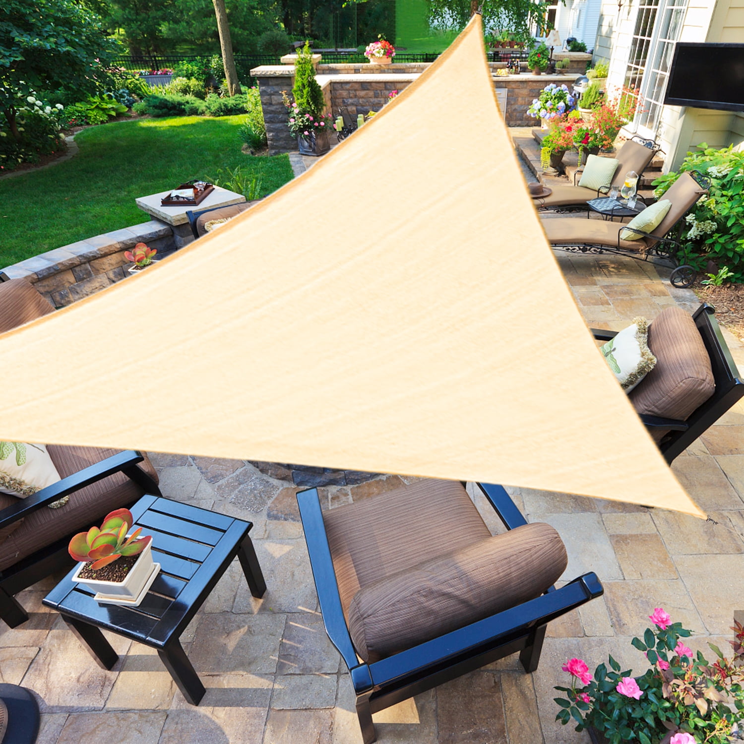 Shade&Beyond Sun Shade Sail Triangle 20' x 20' x 20' UV Block Canopy for Patio Backyard Lawn ...