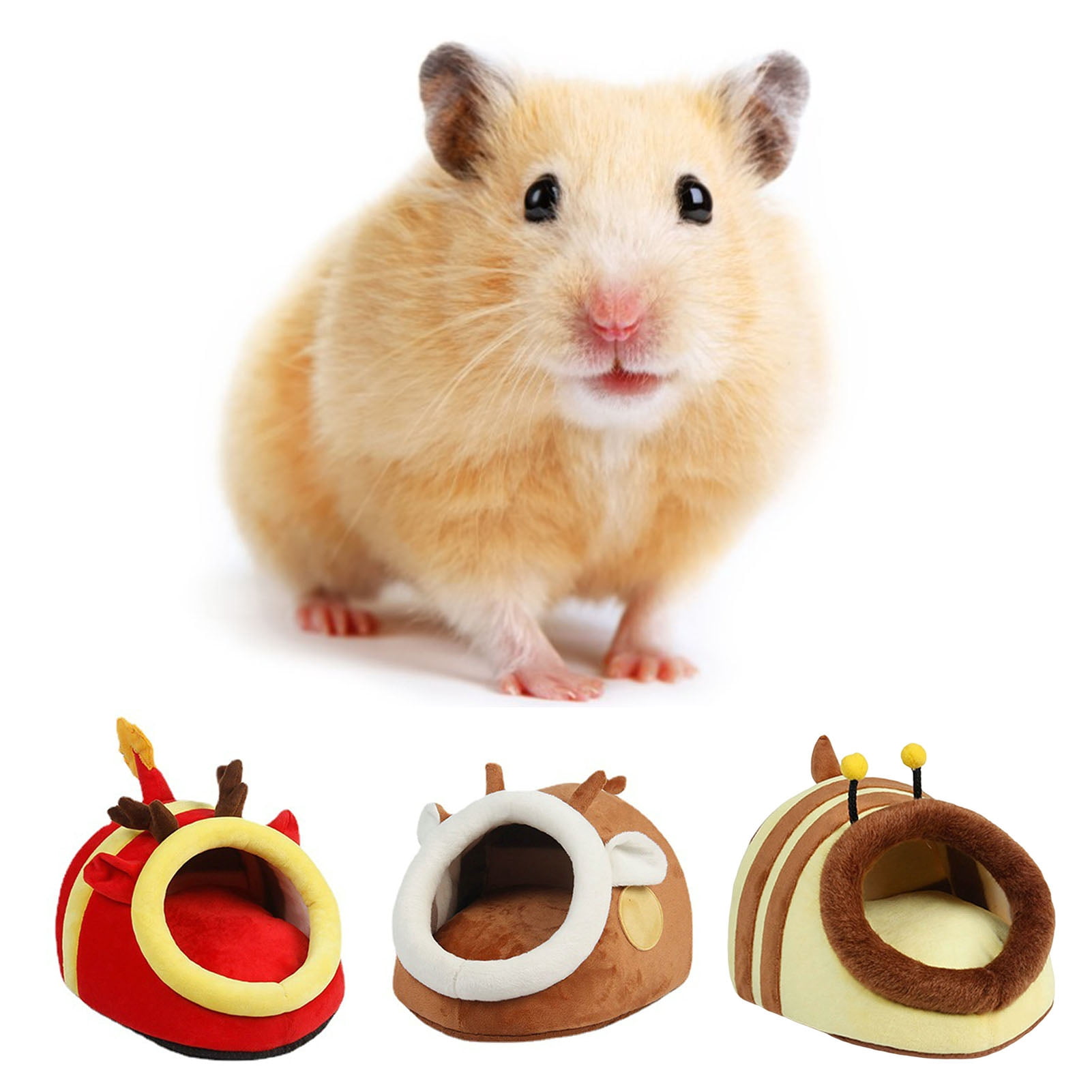 nbuaila Hamster Nest Large Space Soft Plush Cartoon Bee Shape Squirrel ...