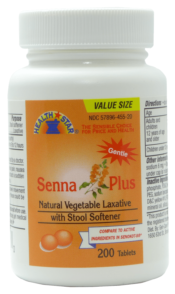 Senna Plus | Natural Vegetable Laxative with Stool Softener - 200 Count ...