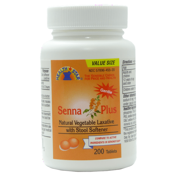 Senna Plus | Natural Vegetable Laxative with Stool Softener - 200 Count ...