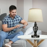 PARTPHONER 16'' Table Lamps Set of 2, Farmhouse Bedside Lamps with USB ...