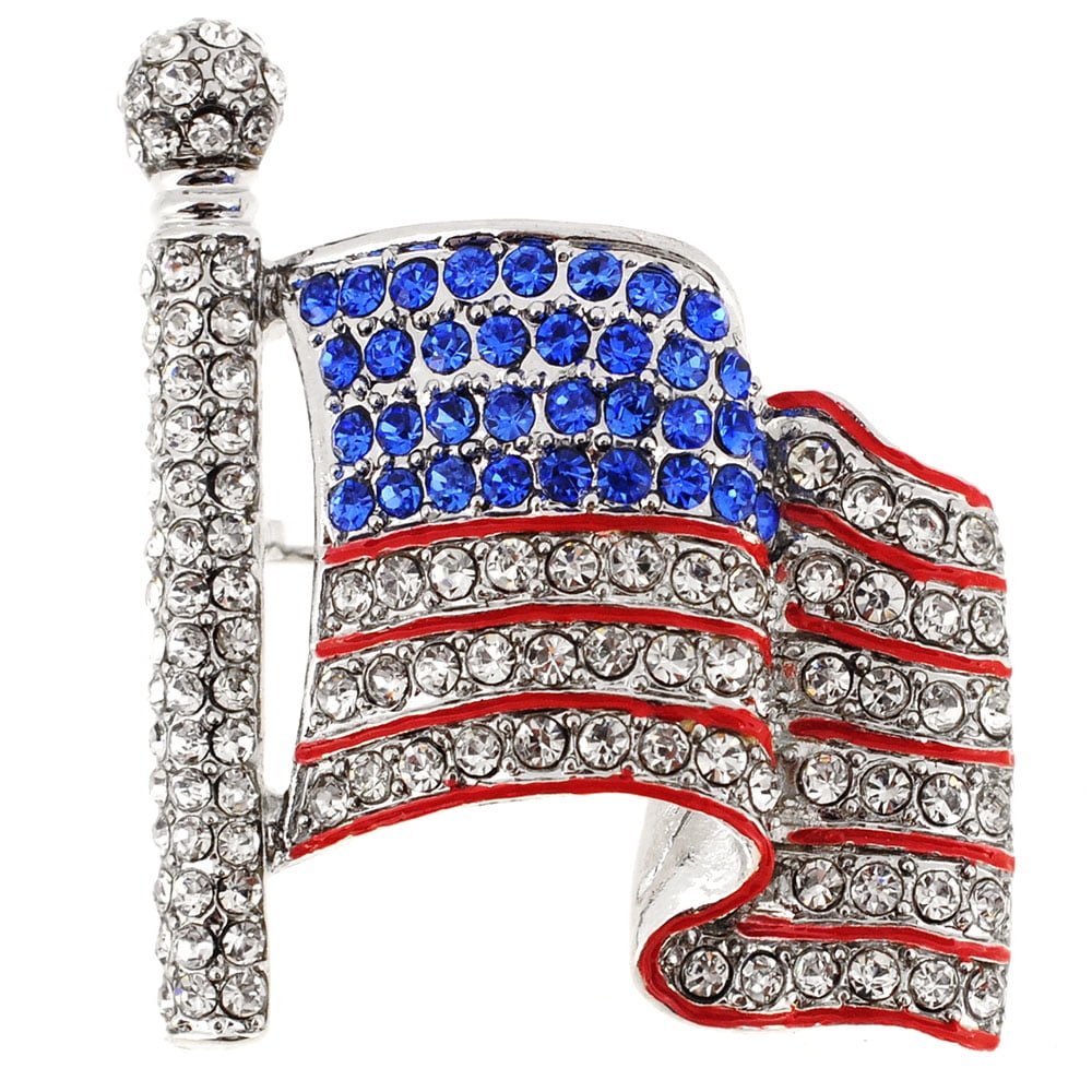 Classic Patriotic American Flag Crystal Pin Brooch - Walmart.com