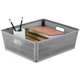 Simplify 2 Pack Slide 2 Stack It Plastic Shallow Storage Basket, Gray ...