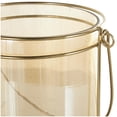 DecMode Gold Metal Candle Lantern with Thin Circular Rods and Tinted ...