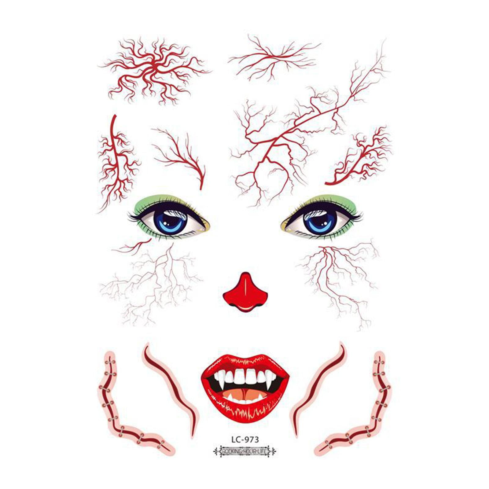 Halloween Facial Stickers Waterproof Temporary Tattoos Sticker Face ...