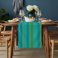 Blue Green Gradient Cotton Linen Table Runner Color Striped Ombre ...