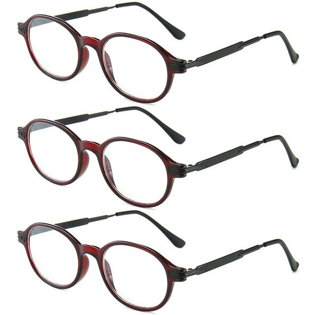 3 Pack Oversized Reading Glasses Tr Metal Oval Readers For Men Women Presbyopic Glasses