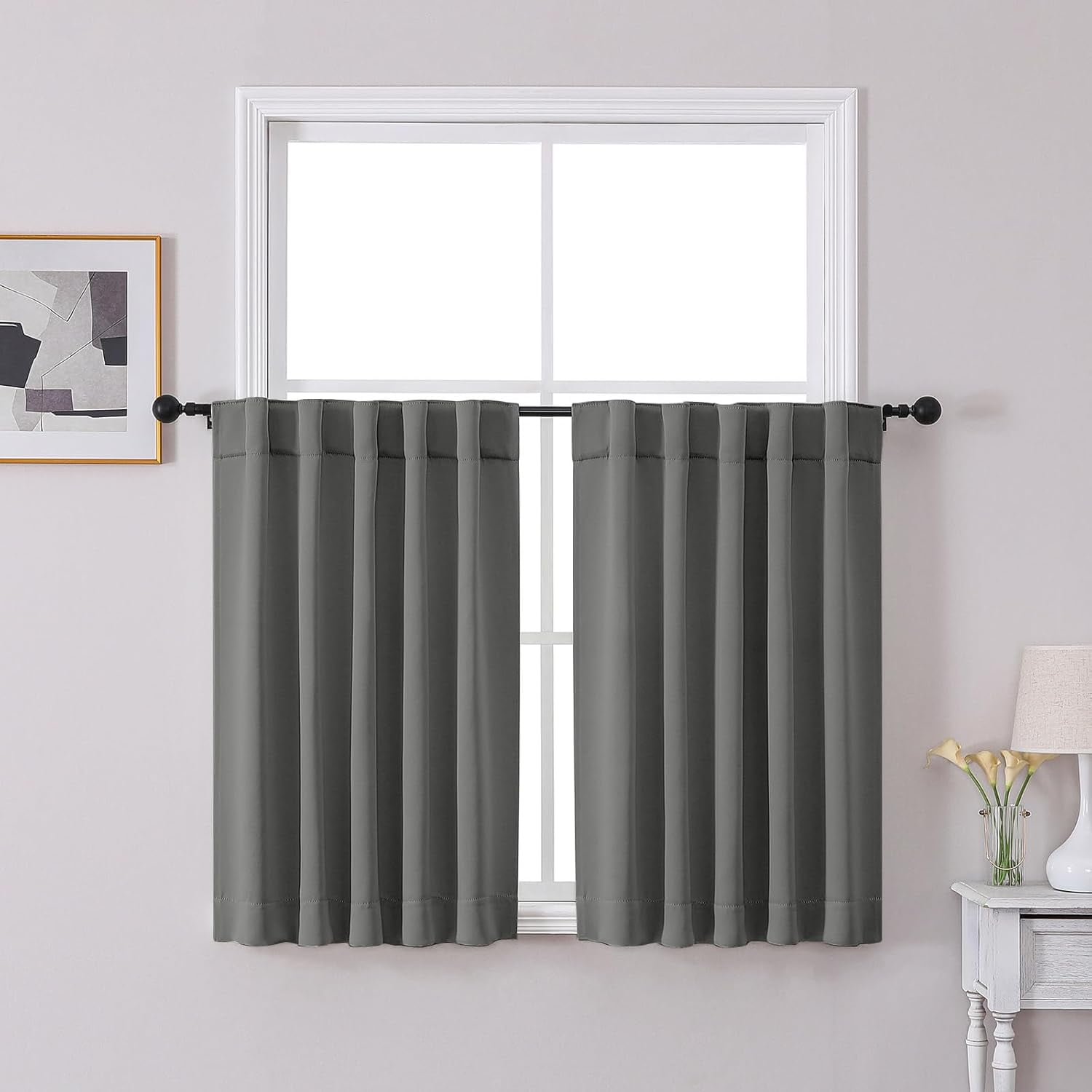 Click here for Siabc-Light Grey Blackout Curtains 36 Inches Long... prices