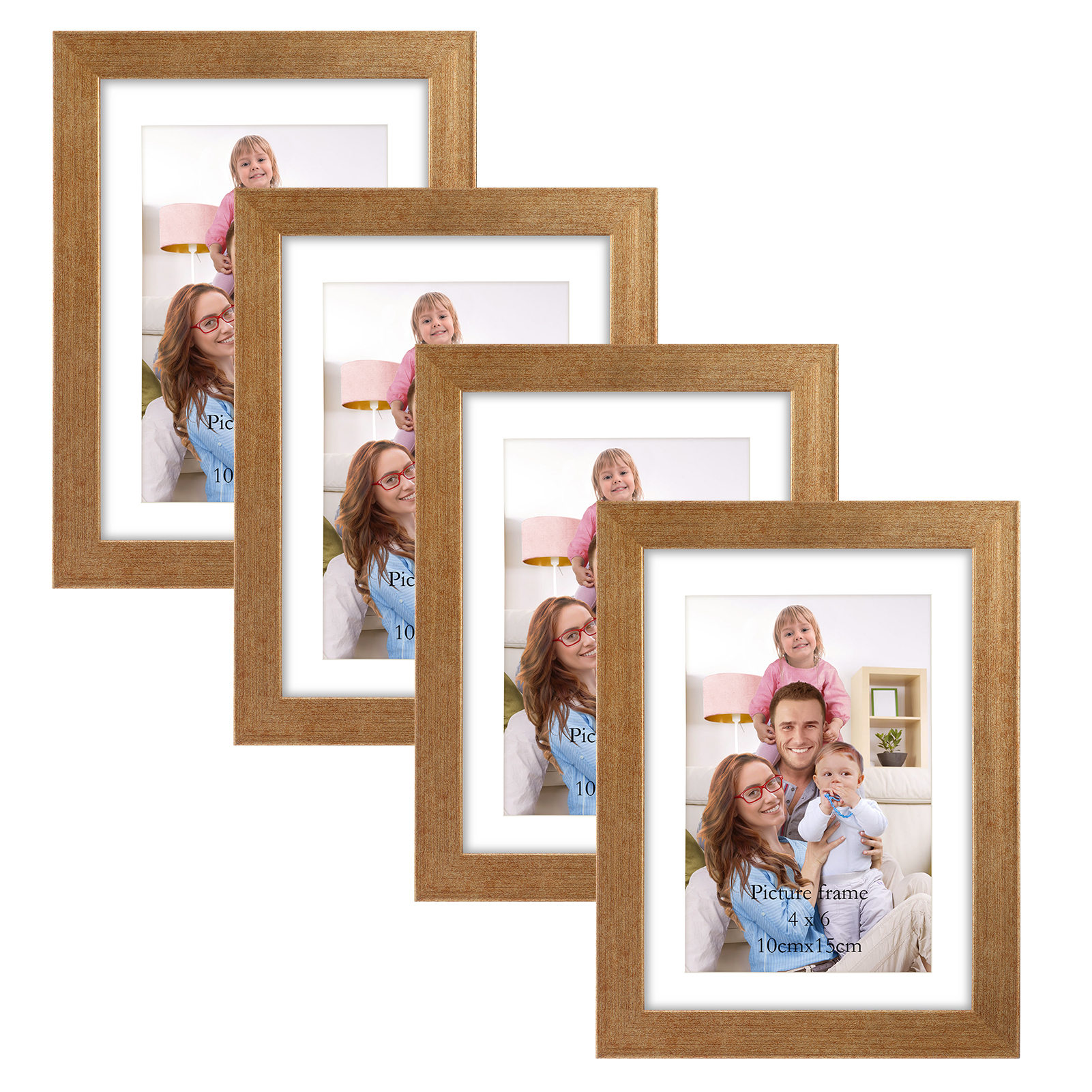 Antique Gold 4x6 Picture Frames Set of 4, 4x6 Picture Frames with ...