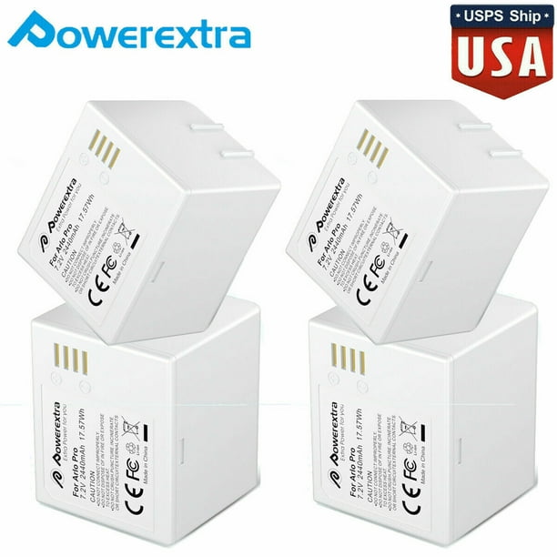 4 Pack 2440mAh 7.2V Rechargeable Li-ion Battery for ARLO PRO, PRO 2, Extra Rechargeable Camera ...