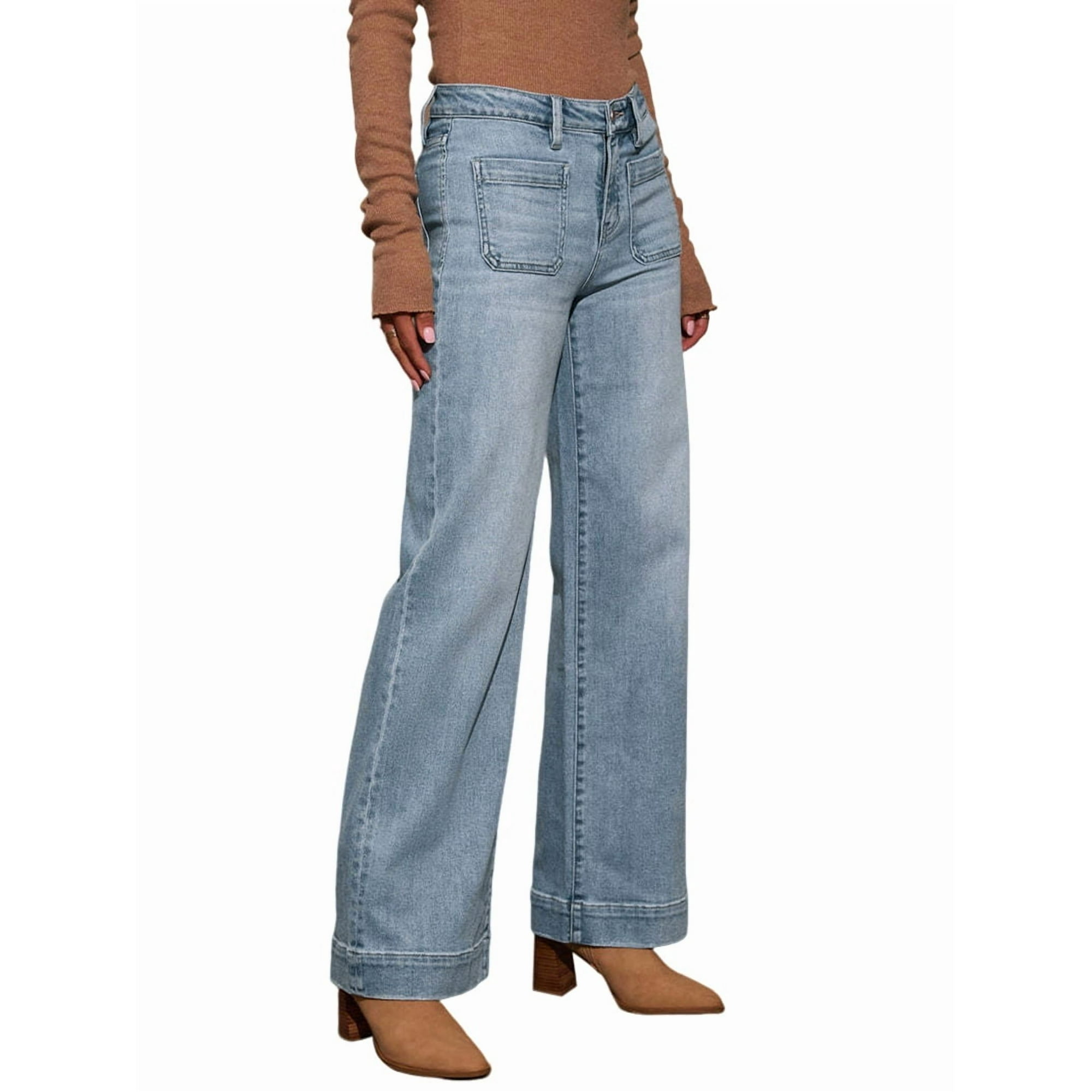 Click here for Unbranded Womens Wide Leg Jeans High Waisted Strai... prices